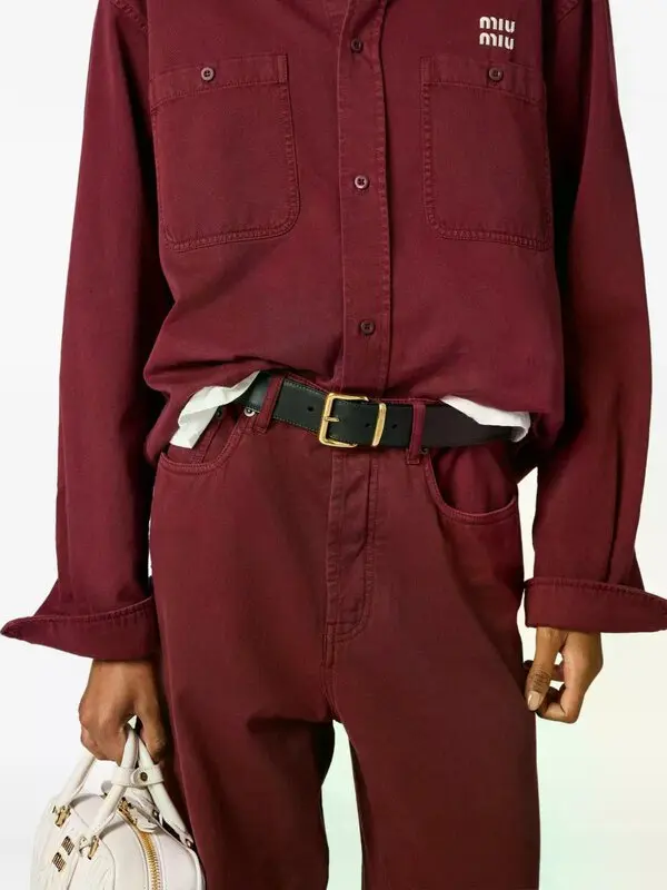 Miu Miu Embroidered Relaxed Fit Garment-dyed Trousers
