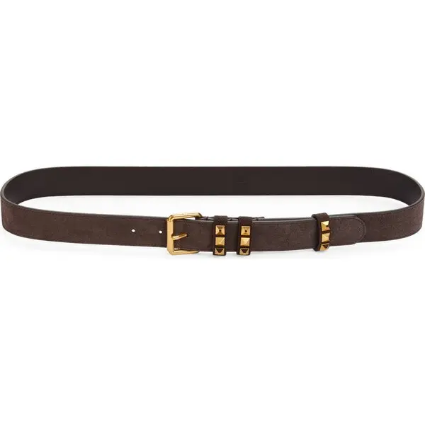 Valentino Garavani Rockstud Leather Belt - Brown