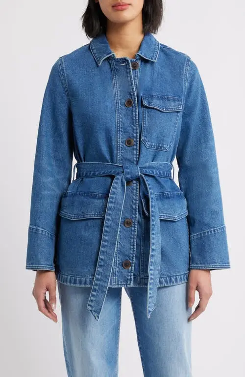 Caslon Belted Denim Chore Jacket