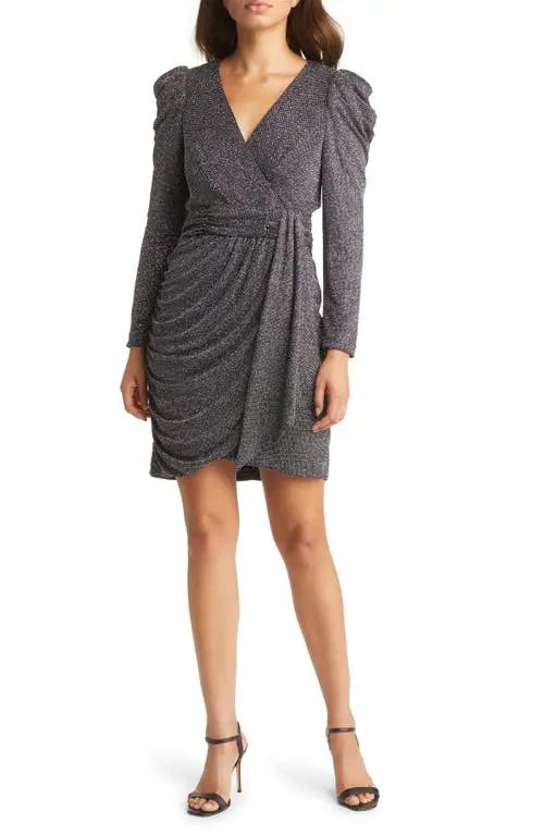 Eliza J Metallic Long-sleeve Dress