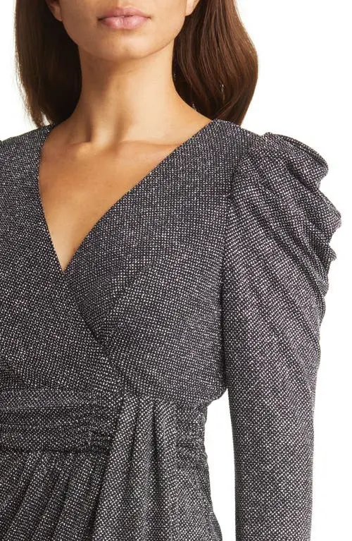 Eliza J Metallic Long-sleeve Dress