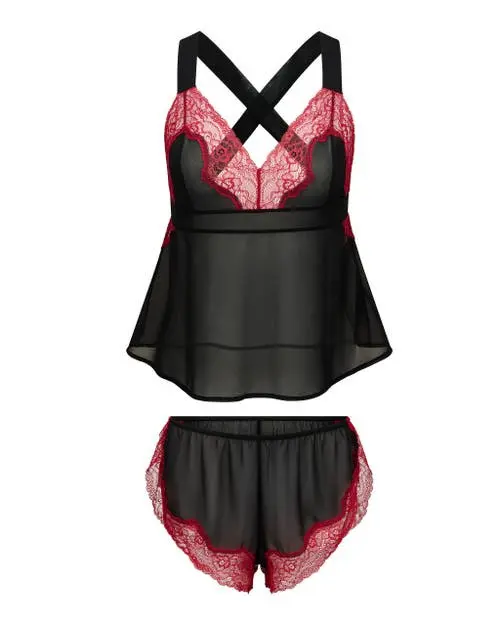 ADORE ME Camisole And Flutter Short Set - Black