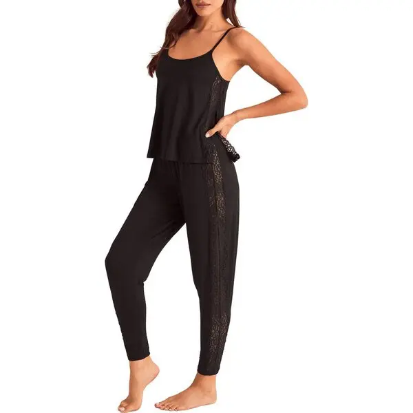 ADORE ME Marsha Pajama Cami & Jogger Set - Black