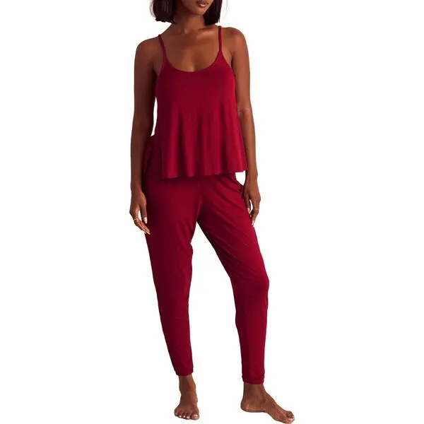 ADORE ME Marsha Pajama Cami & Jogger Set - Dark Red