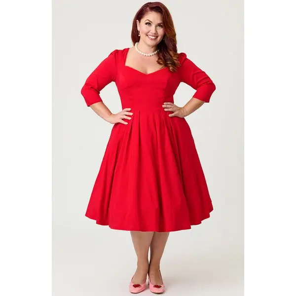 Unique Vintage Sweetheart Neckline Swing Dress