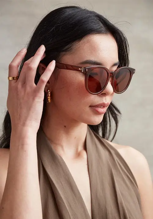 COVRY Lili Round Frame Sunglasses - Honey