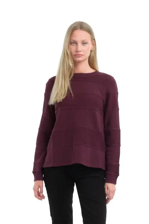 WILT CLOTHING Striped Slub Sweatshirt - Dark Fig