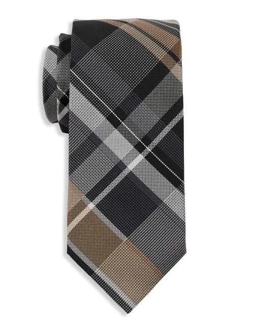 HAGGAR Plaid Neck Tie - Black