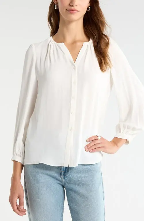Nordstrom V-neck Button-up Top - Ivory Tofu