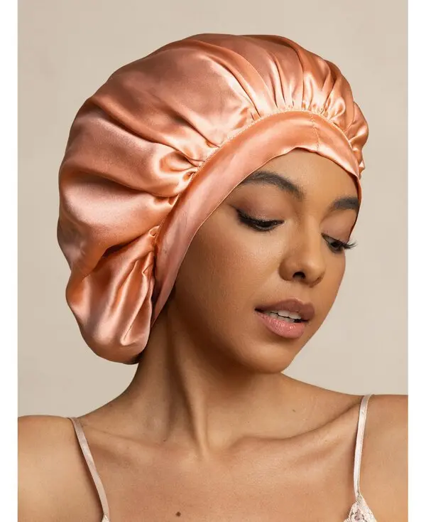 SILKSILKY Mulberry Silk Bonnet With Long Ribbons - Coralpink