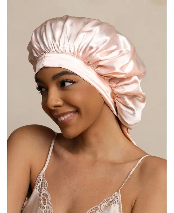 SILKSILKY Mulberry Silk Bonnet With Long Ribbons - Lightpink