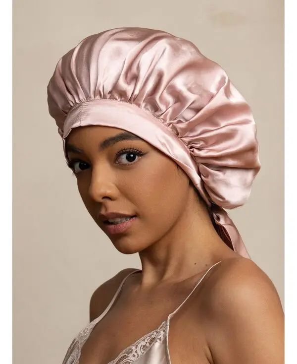SILKSILKY Mulberry Silk Bonnet With Long Ribbons - Pink