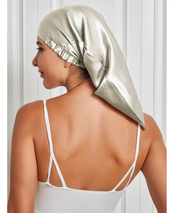 SILKSILKY Pure Silk Elasticated Bonnet - Beige,khaki