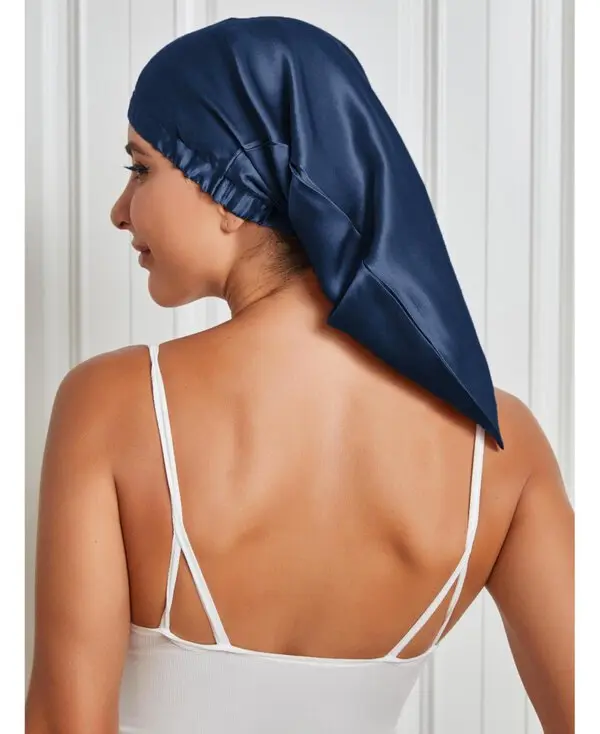 SILKSILKY Pure Silk Bonnet - Dark Blue