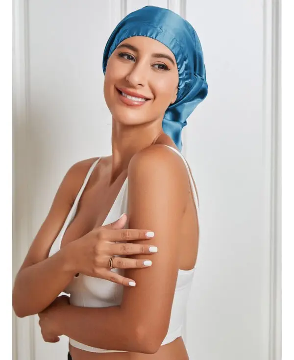 SILKSILKY Pure Silk Elasticated Bonnet - Teal