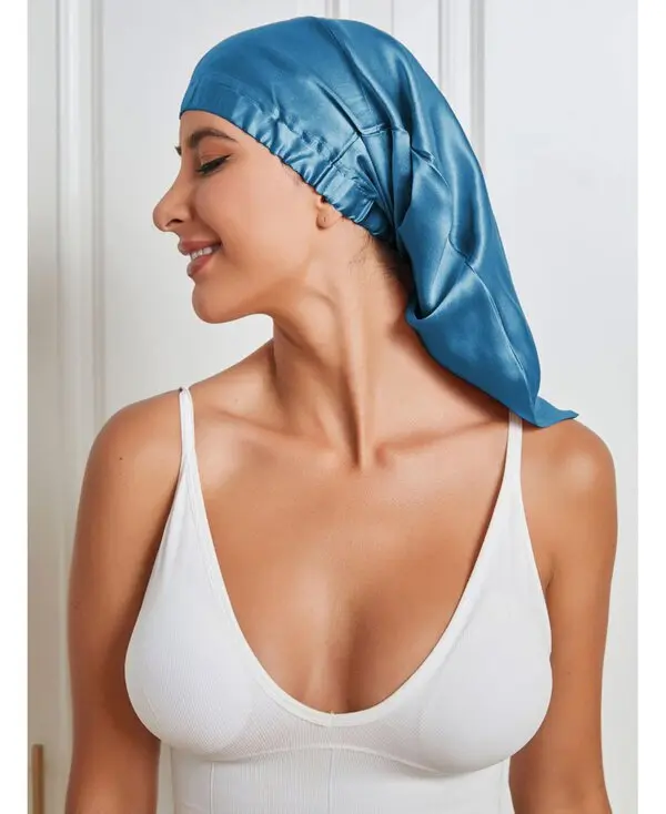 SILKSILKY Pure Silk Elasticated Bonnet - Teal