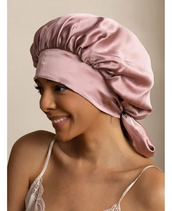 SILKSILKY Silk Casual Bonnet With Long Ribbons - Pink