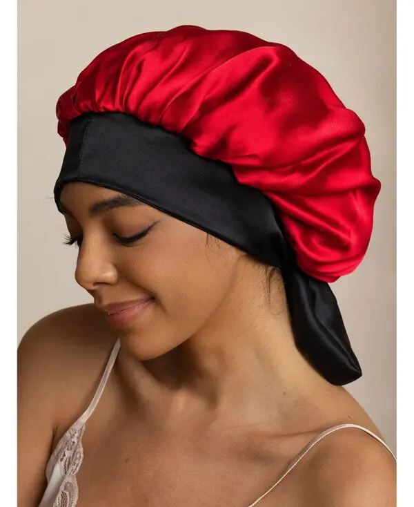 SILKSILKY Silk Casual Bonnet With Long Ribbons - Red