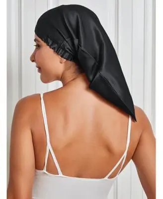 SILKSILKY Pure Silk Elasticated Bonnet - Black