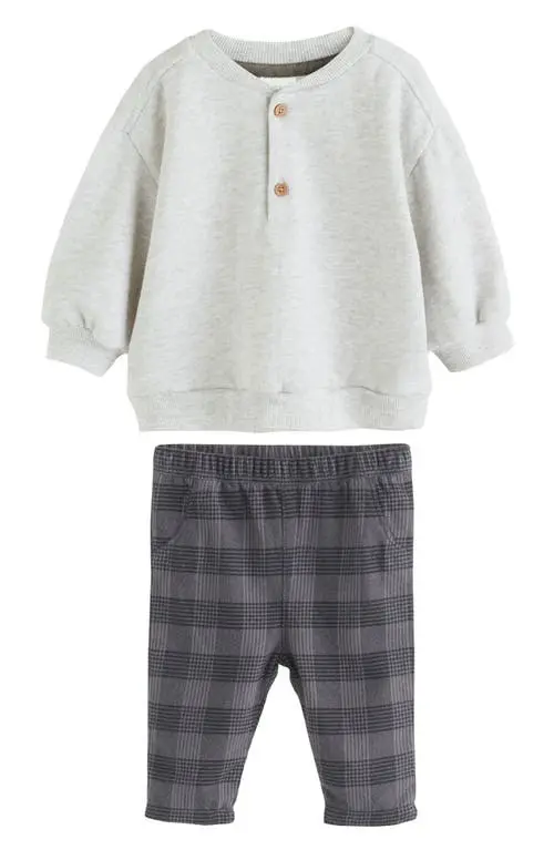 NEXT Henley Sweatshirt & Check Pants Set