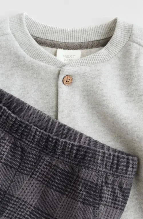 NEXT Henley Sweatshirt & Check Pants Set