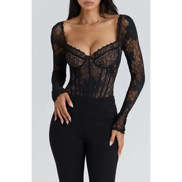 House Of Cb Aneira Lace Corset Top