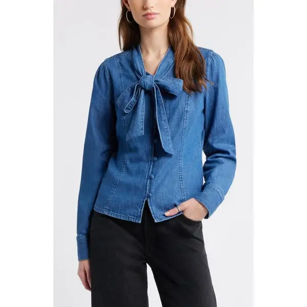 Treasure & Bond Chambray Bow Shirt