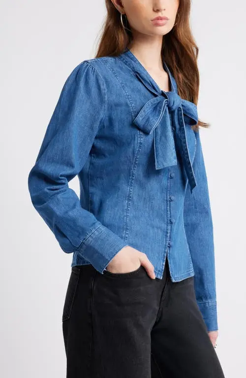 Treasure & Bond Chambray Bow Shirt