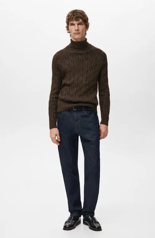 Mango Cable Stitch Turtleneck Sweater