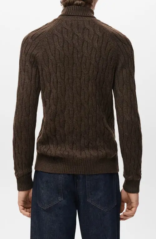 Mango Cable Stitch Turtleneck Sweater