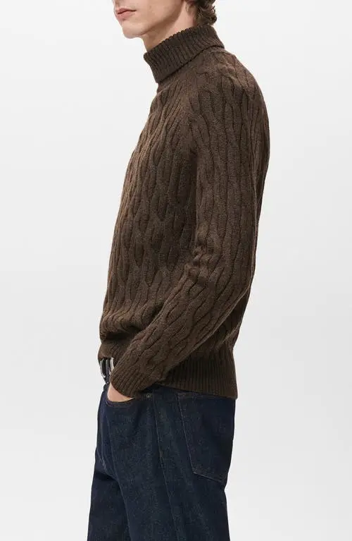 Mango Cable Stitch Turtleneck Sweater