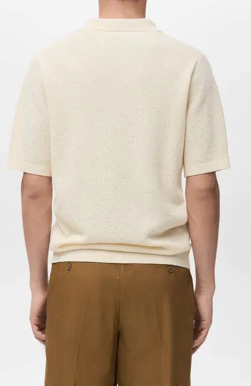 Mango Structured Knit Polo - Ecru