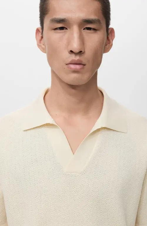 Mango Structured Knit Polo - Ecru