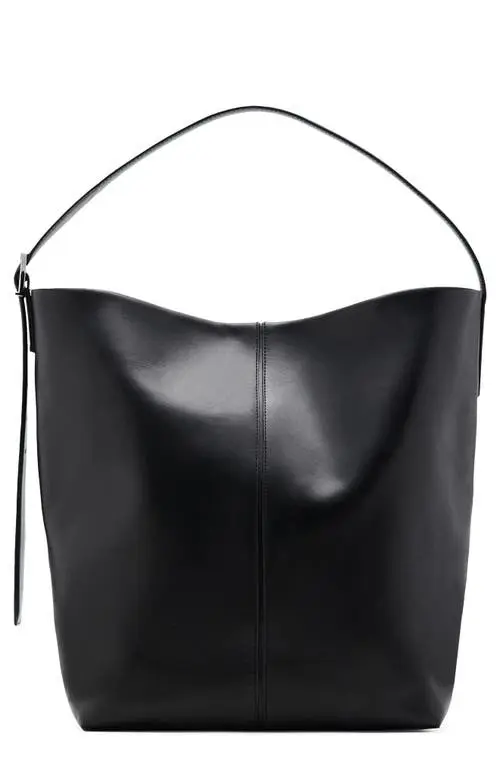 Mango Large Leather Bucket Tote