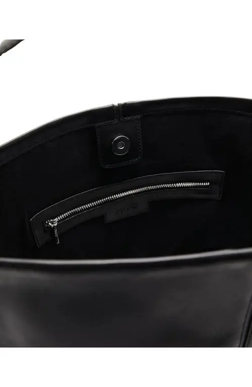 Mango Large Leather Bucket Tote