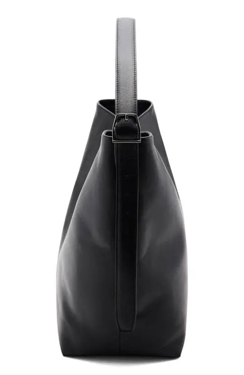 Mango Large Leather Bucket Tote