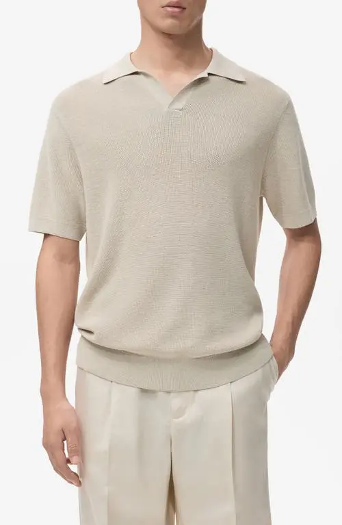 Mango Structured Knit Polo - Beige