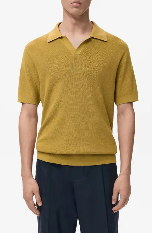 Mango Structured Knit Polo - Curry