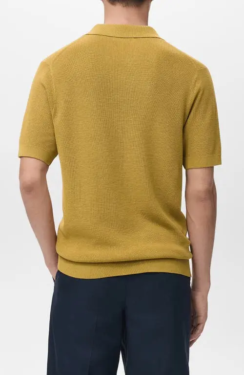 Mango Structured Knit Polo - Curry