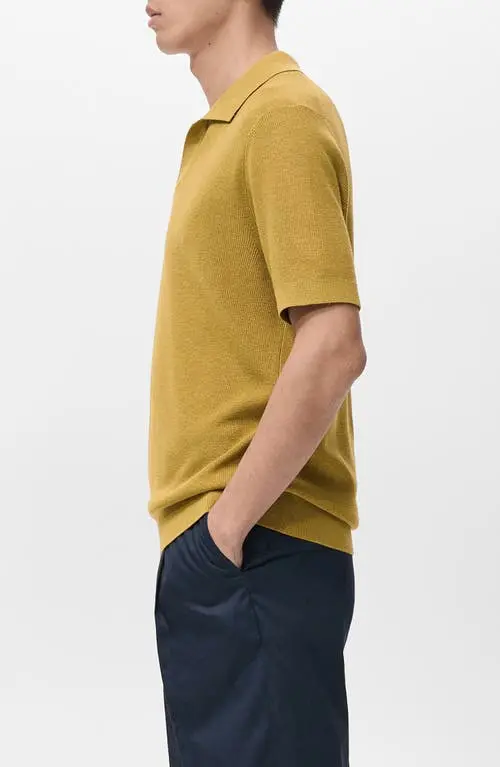 Mango Structured Knit Polo - Curry