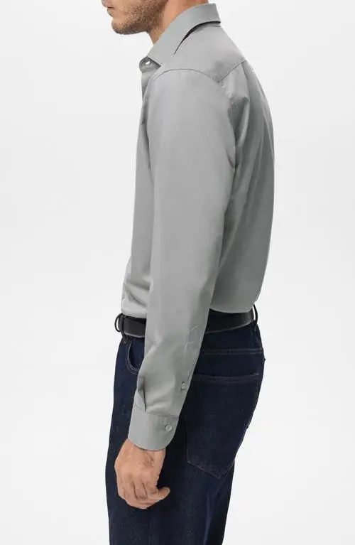 Mango Slim Fit Cotton & Lyocell Button-up Shirt - Grey