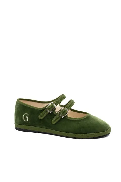 GONDOLINA SHOES Mary Jane Double Strap Ballet Flats - Sofia Light Green