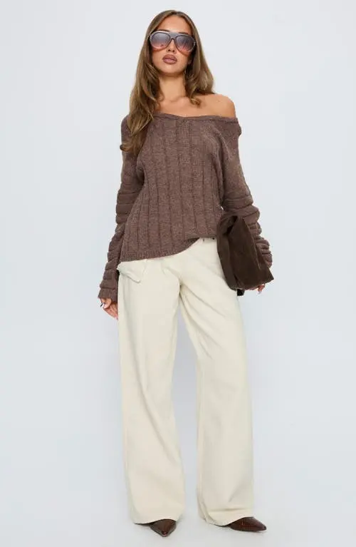 Princess Polly One-shoulder Ribbed Sweater