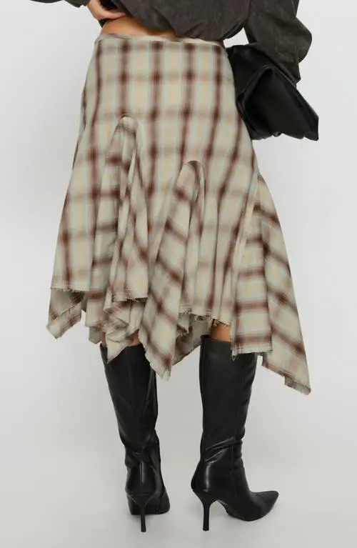 Princess Polly Asymmetric Plaid Midi Skirt