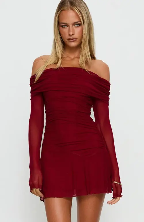 Princess Polly Koki Long Sleeve Off The Shoulder Minidress