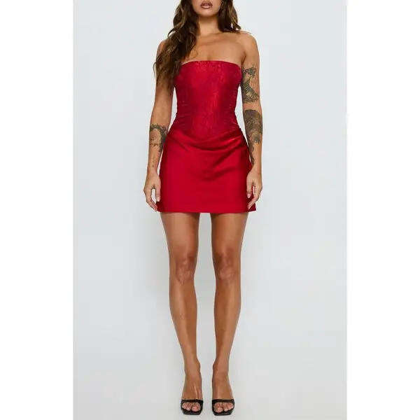 Princess Polly Jenevieve Strapless Satin Mini Dress