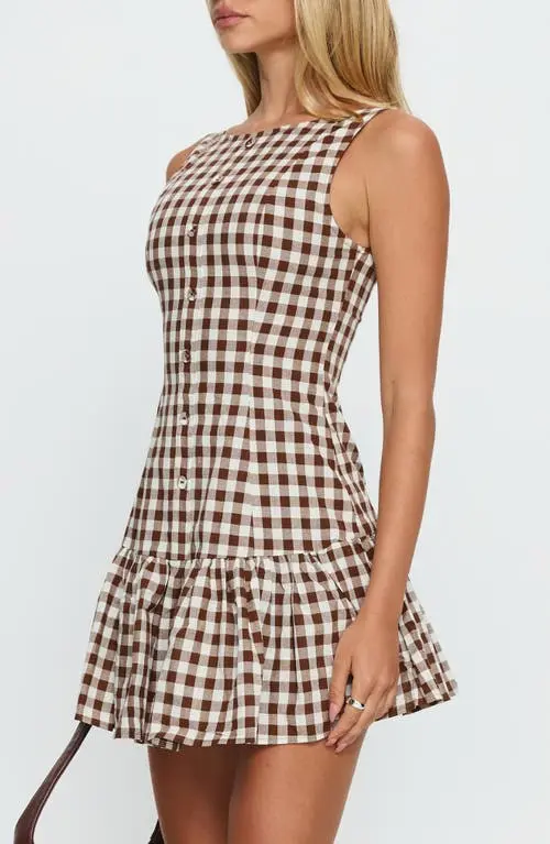 Princess Polly Gingham Sleeveless Cotton Tiered Minidress