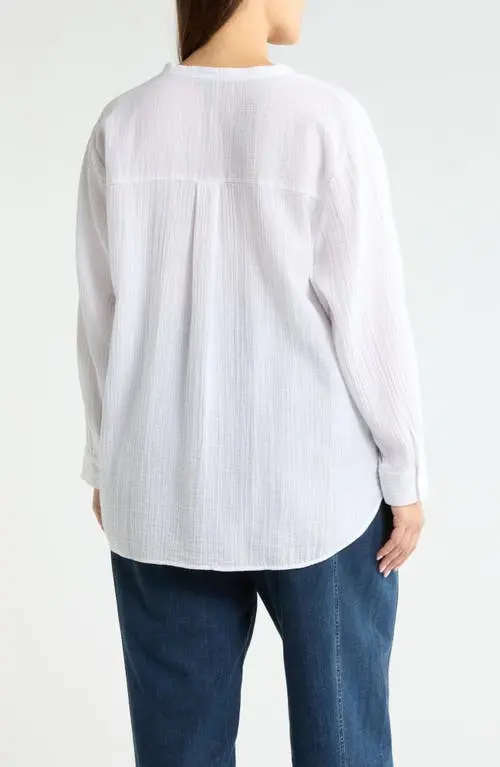 Eileen Fisher Mandarin Collar Button-up Top