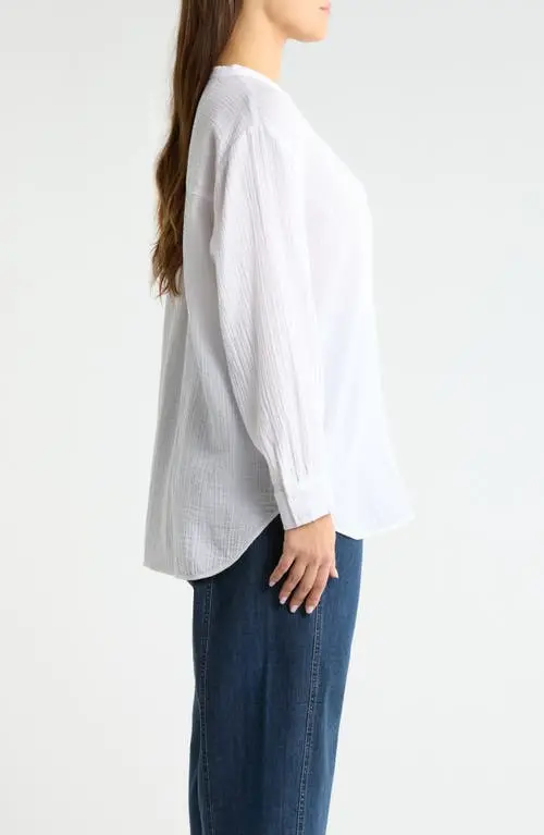 Eileen Fisher Mandarin Collar Button-up Top