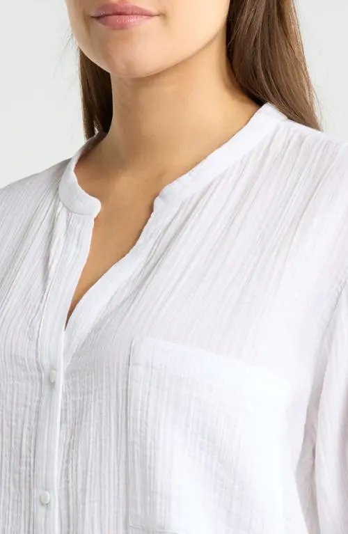 Eileen Fisher Mandarin Collar Button-up Top